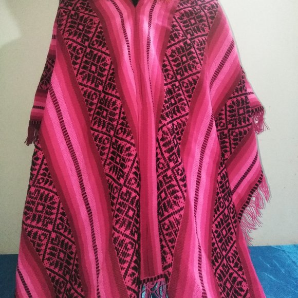 Sweaters | Poncho With Hat Knitted In Multicolored Andean Culture Wool ...
